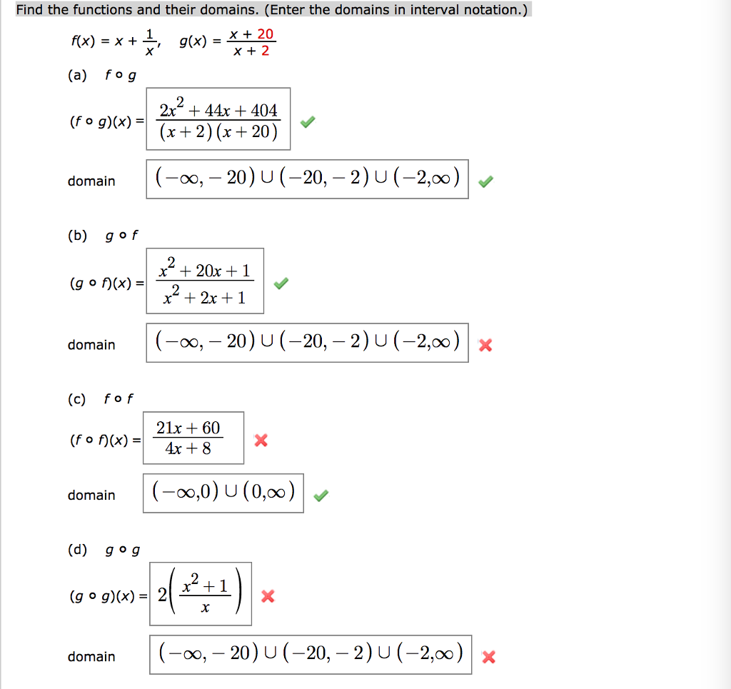 Solved Find The Functions And Their Domains Enter The