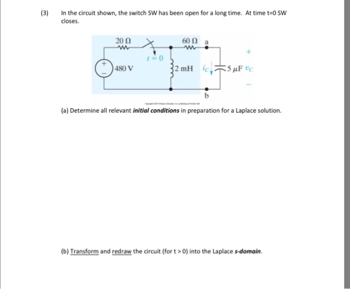 Solved Determine initial conditions and transform and redraw | Chegg.com