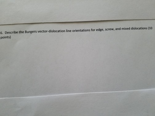 Solved Describe the Burgers vector-dislocation line | Chegg.com