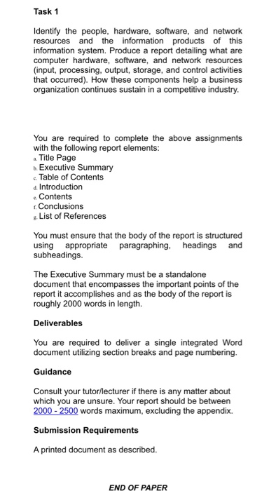 Identify the people, hardware, software, and network | Chegg.com