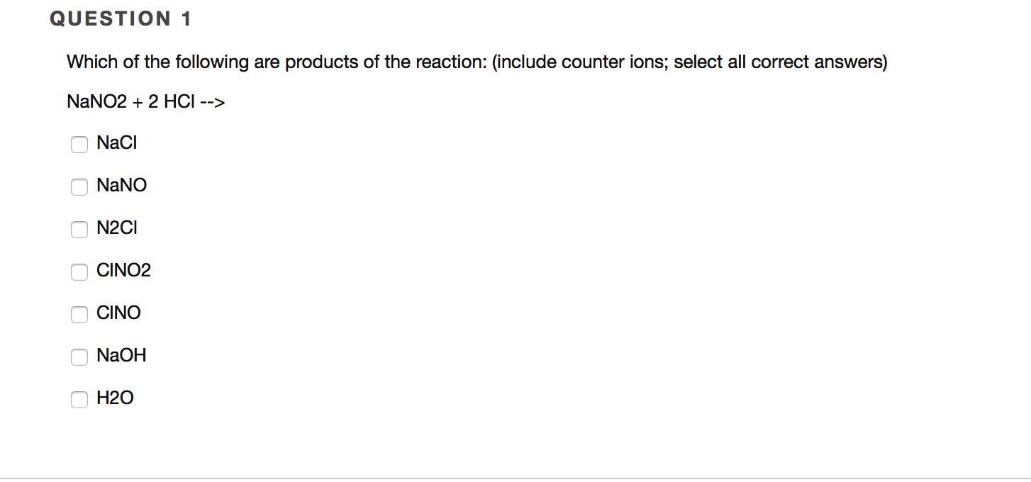 Solved Which of the following are products of the reaction: | Chegg.com