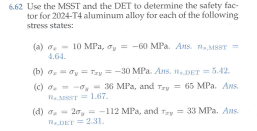 Solved Use the MSST and the DET to determine the safety | Chegg.com