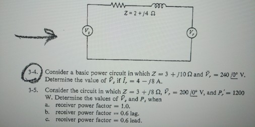 Solved Consider a basic power circuit in which Z = 3 + j10 | Chegg.com