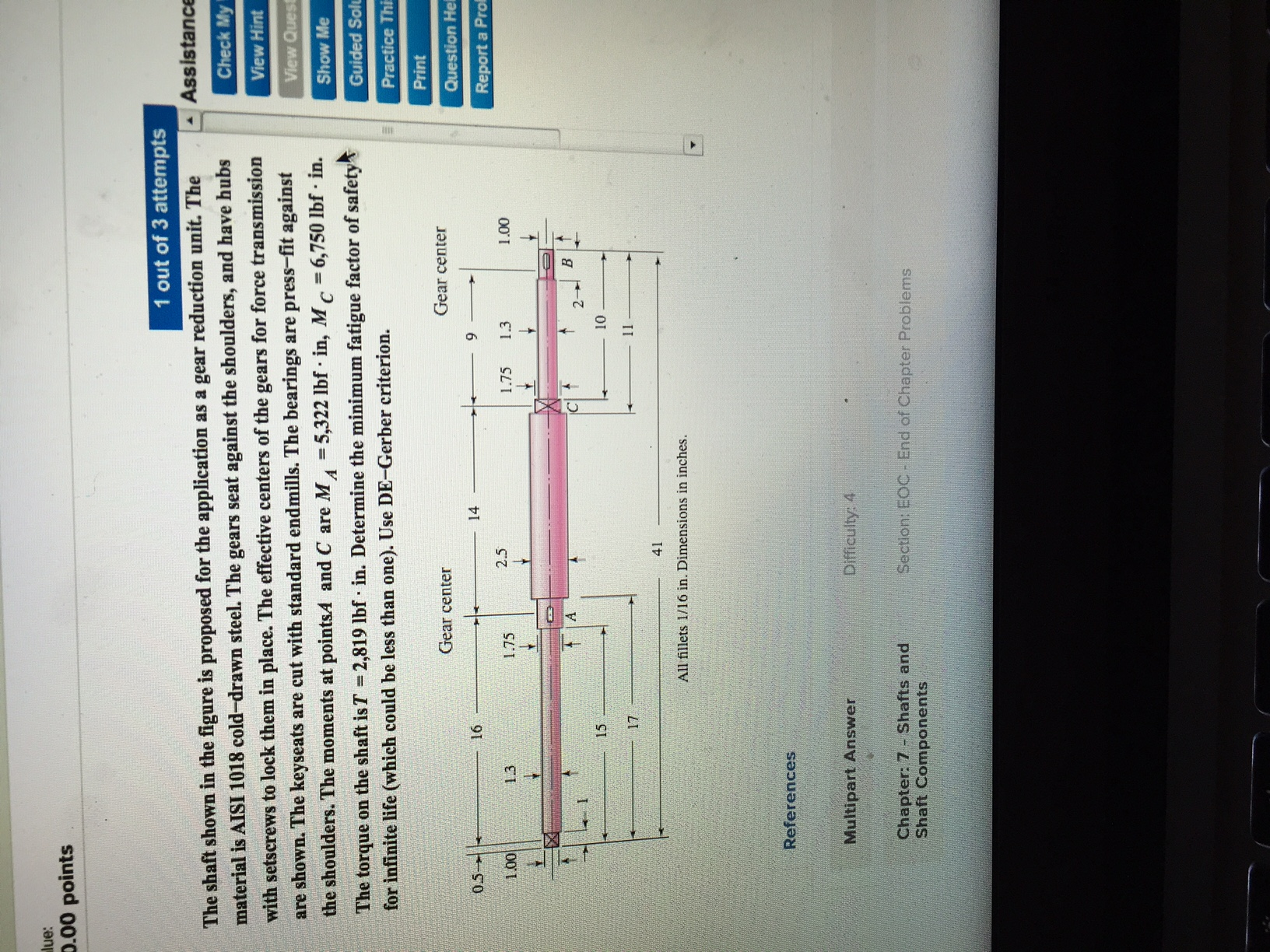 Solved The shaft shown in the figure is proposed for the | Chegg.com
