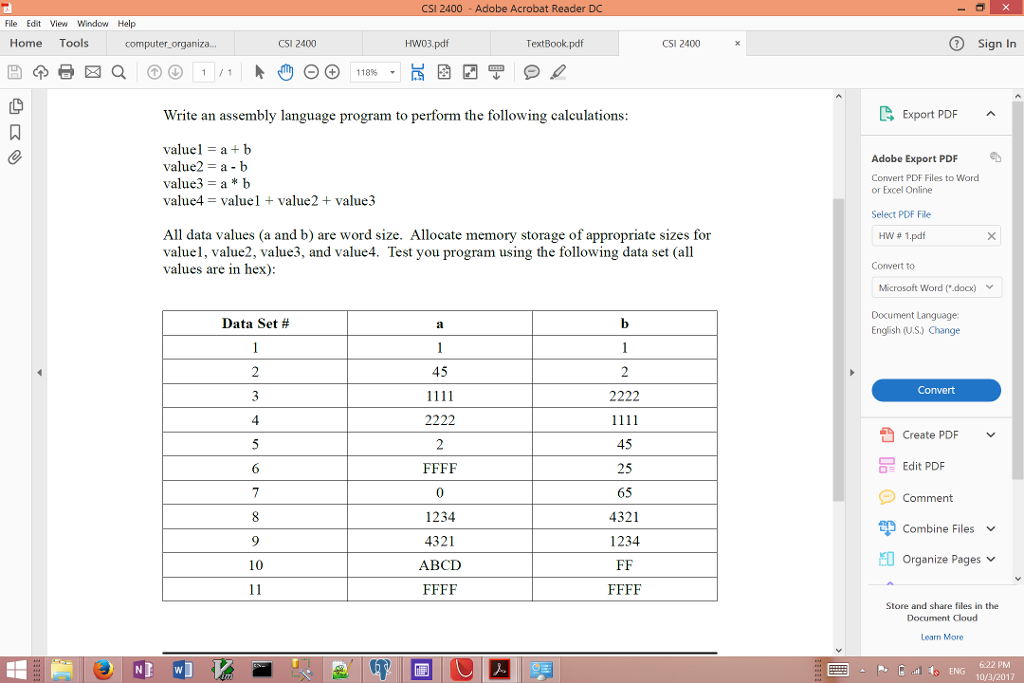 Solved Acrobat Reader File Edit View Window Help Home Tools | Chegg.com