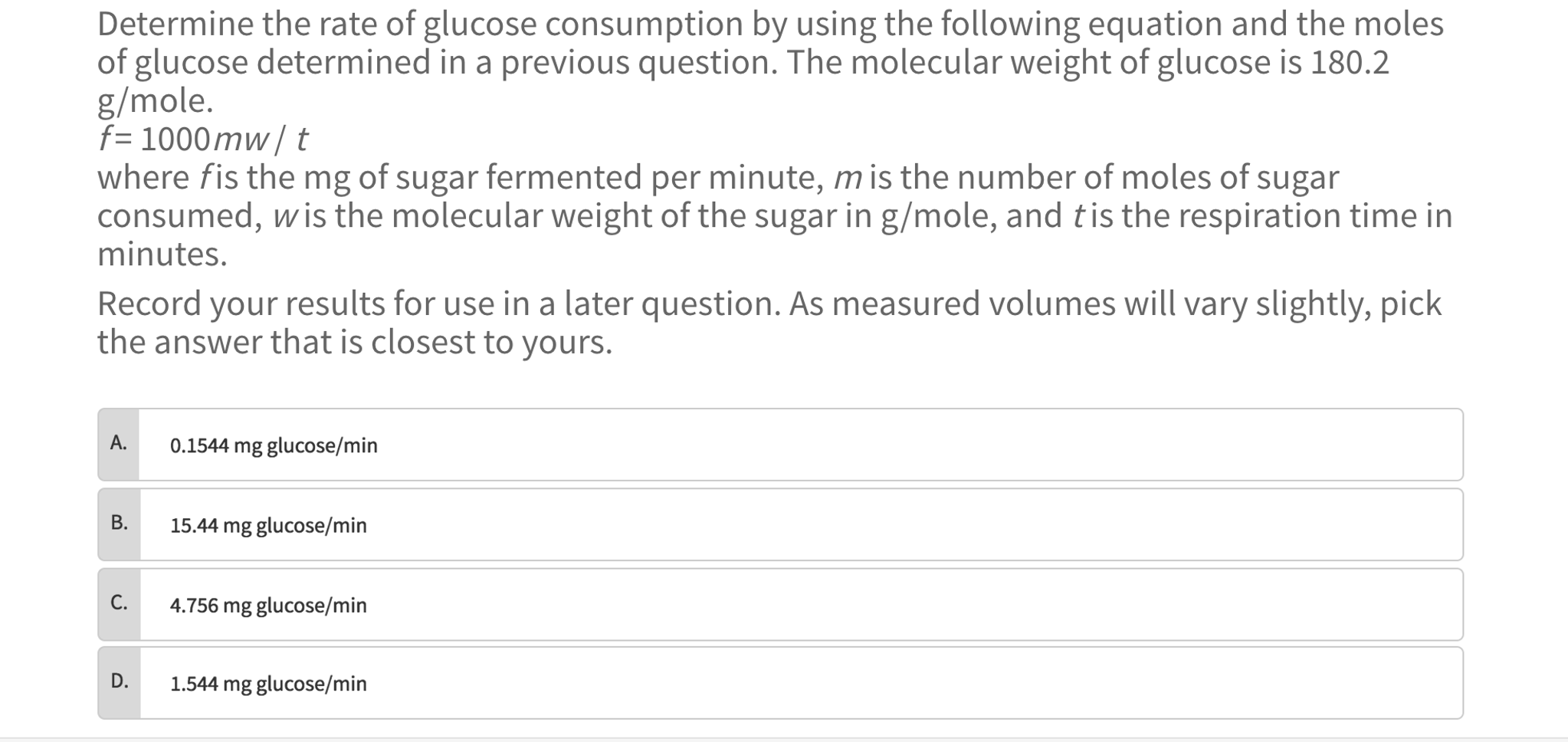 Solved Determine the rate of glucose consumption by using | Chegg.com