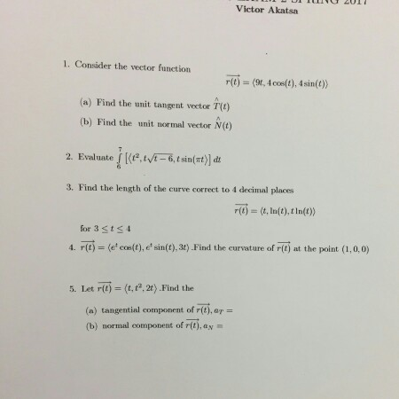 Solved Consider the vector function r(t) = (9 t, 4 cos (t), | Chegg.com
