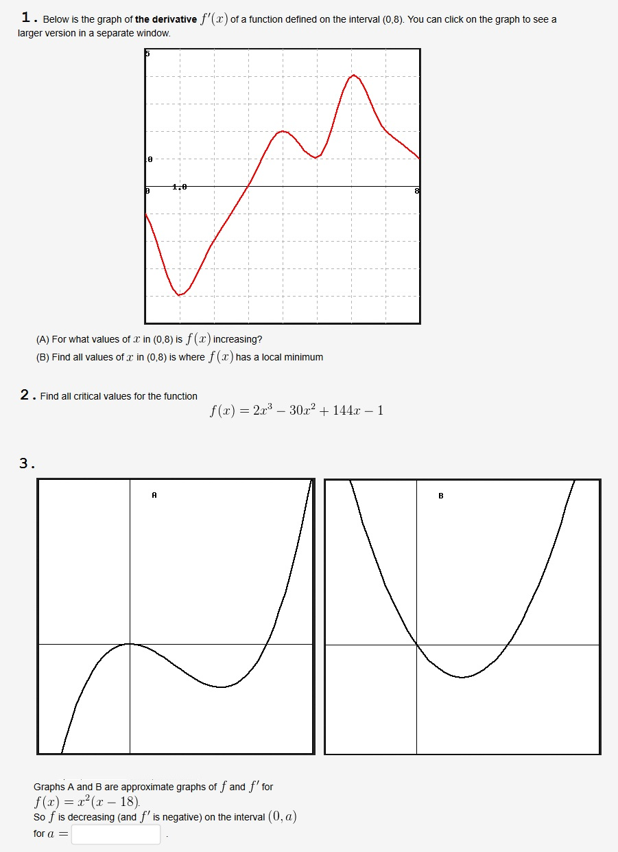 Solved Below is the graph of the derivative f'(x) of a | Chegg.com Solved Below is the graph of the derivative f'(x) of a | Chegg.com