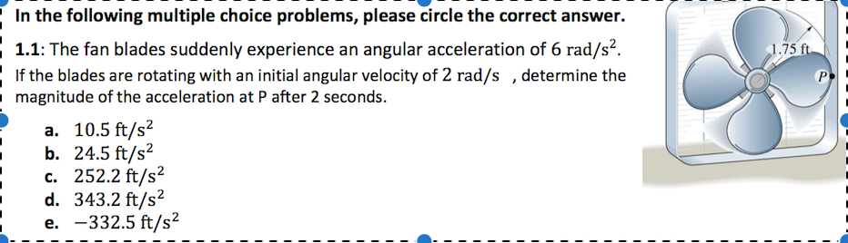 Solved The fan blades suddenly experience an angular | Chegg.com