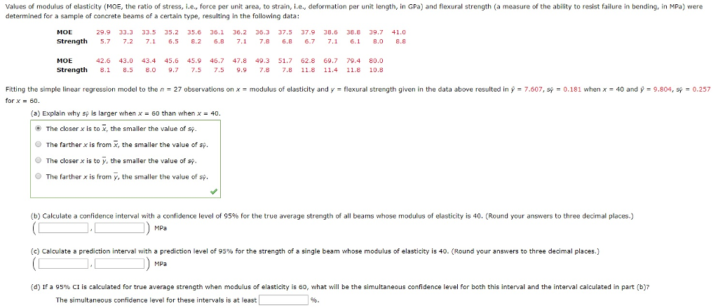 Solved Values of modulus of elasticity (MOE, the ratio of | Chegg.com