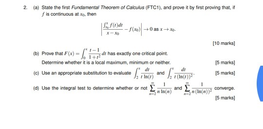Solved 2. (a) State the first Fundamental Theorem of | Chegg.com