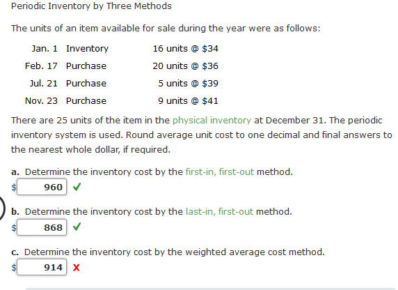 Solved Periodic Inventory by Three Methods The units of an | Chegg.com