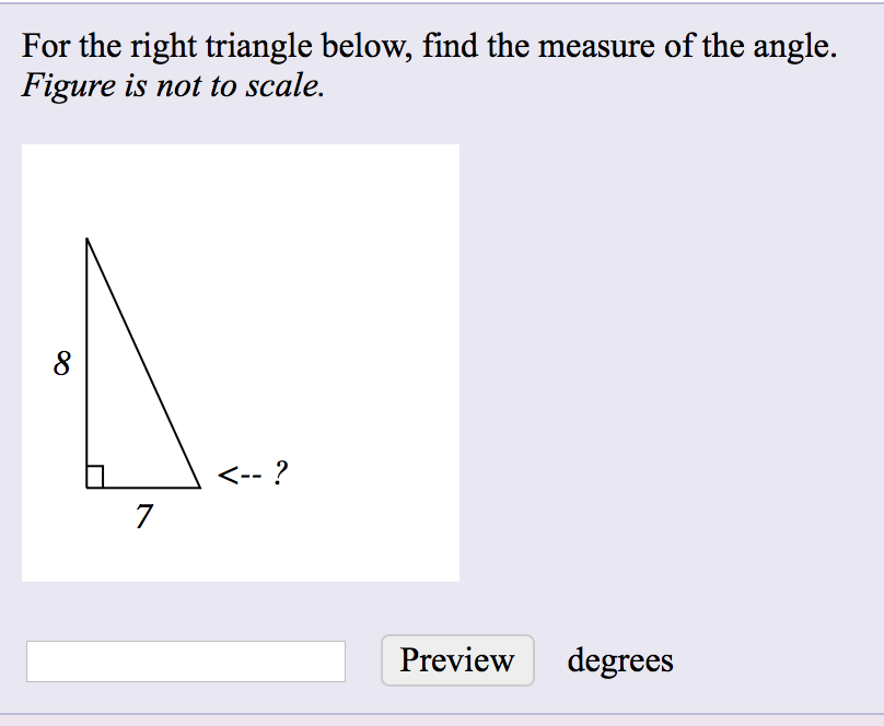 Solved For the right triangle below, find the measure of the | Chegg.com