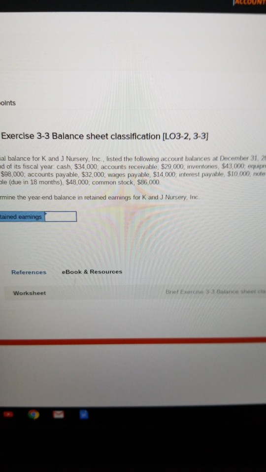 Solved oints Exercise 3-3 Balance sheet classification | Chegg.com