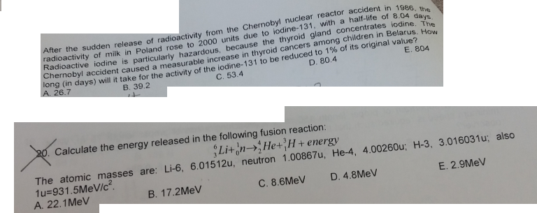 Solved After the sudden release of radioactivity from the | Chegg.com