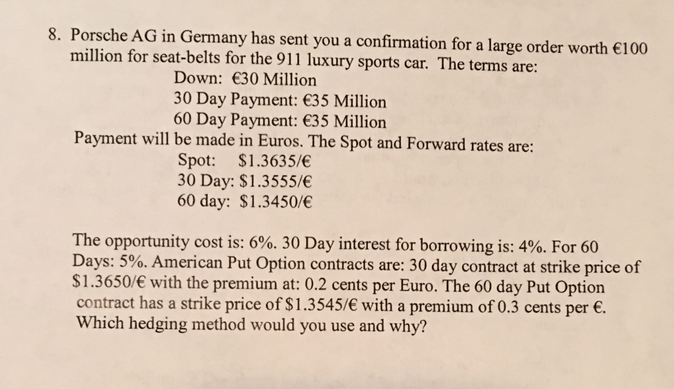 Porsche AG in Germany has sent you a confirmation for | Chegg.com