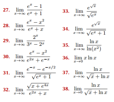 Solved Find the limits Lim_n rightarrow infinity e^x - | Chegg.com