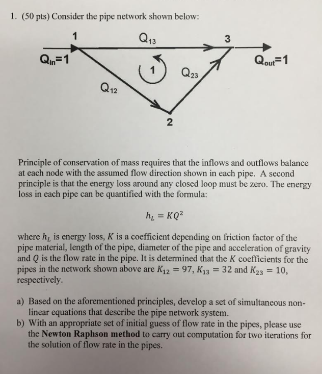 Solved Consider the pipe network shown below: Principle of | Chegg.com