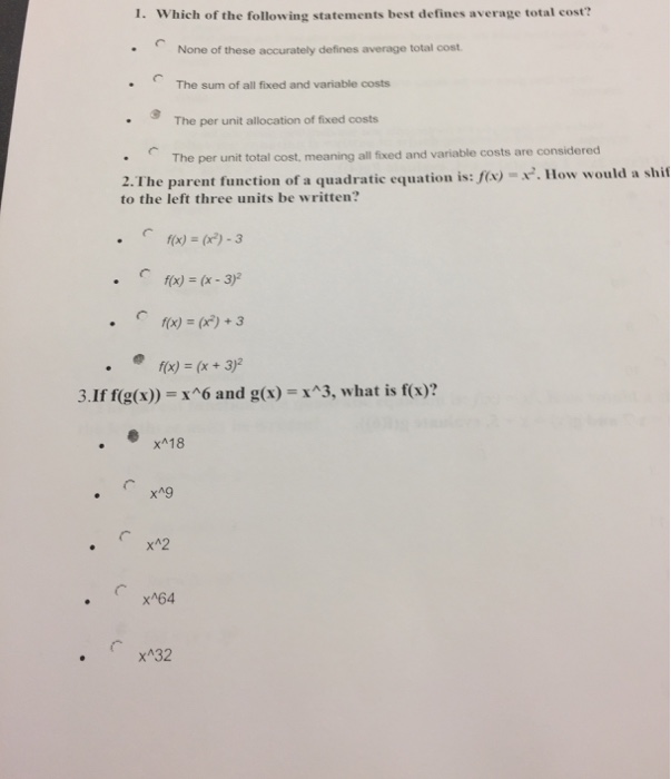 Solved Which of the following statements best defines | Chegg.com