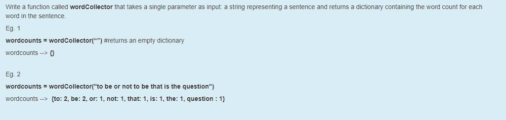 Solved Write a function called wordCollector that takes a | Chegg.com