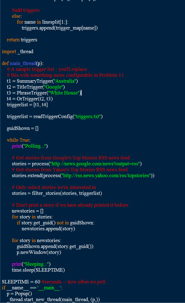 PYTHON. News Feed Program. I need help fixing these | Chegg.com