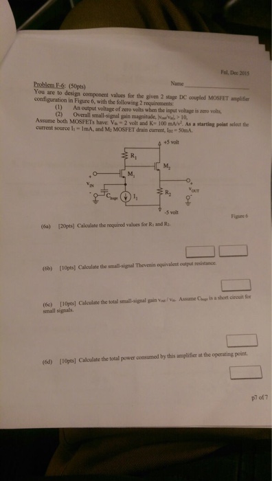 Solved You are to design component values for the given 2 | Chegg.com
