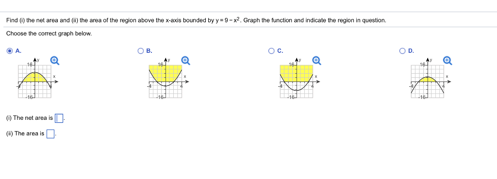 Solved Find I The Net Area And Ii The Area Of The Region
