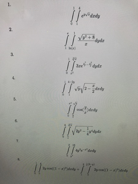 Solved Integral^1 _0 integral^4 _1 e^y Squareroot x dx dy | Chegg.com