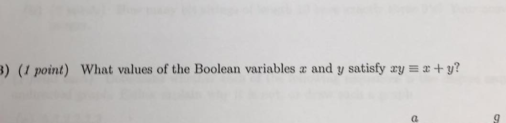 Solved (1 point) what values of the Boolean variables a: and | Chegg.com
