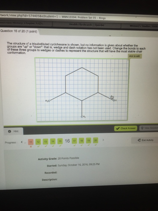Solved The structure of a trisubstituted cyclohexane is | Chegg.com