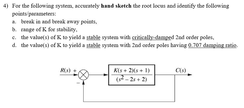 Solved 4) For the following system, accurately hand sketch | Chegg.com