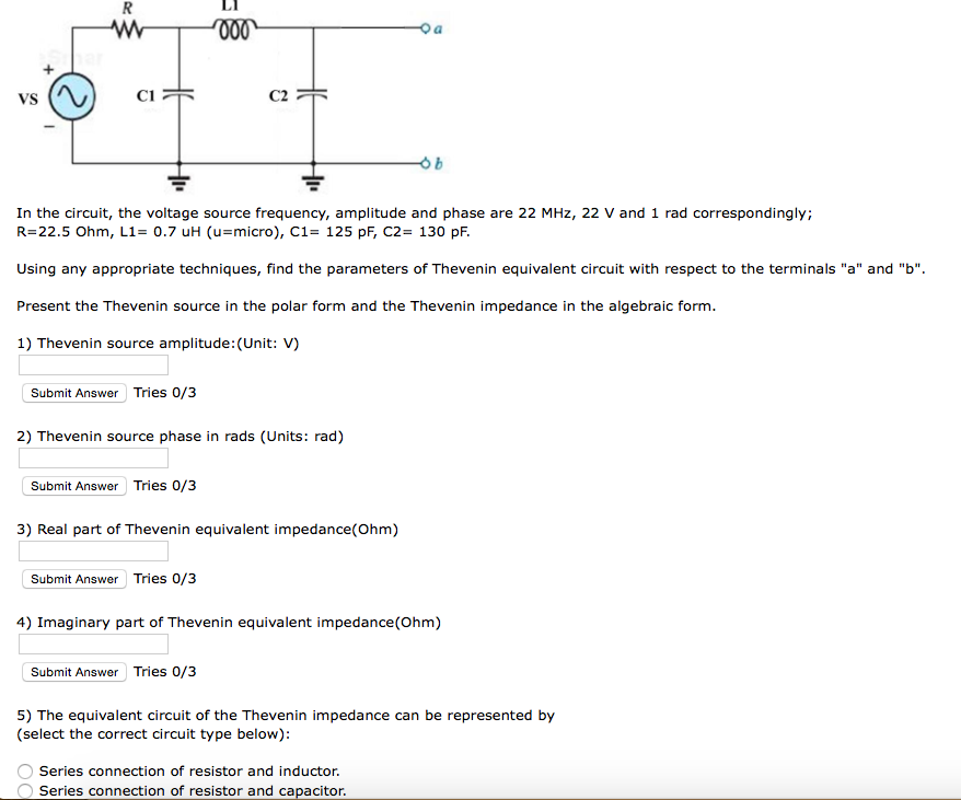 Solved In the circuit, the voltage source frequency, | Chegg.com