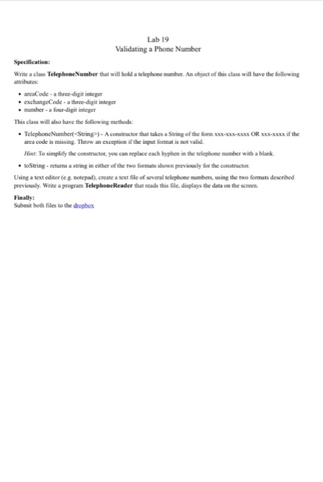Solved Specification Write A Class Telephonenumber That