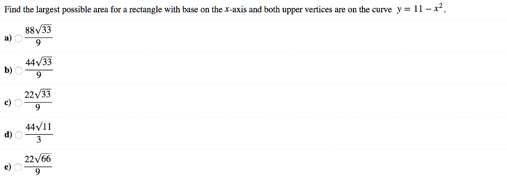 Solved Find the largest possible area for a rectangle with | Chegg.com