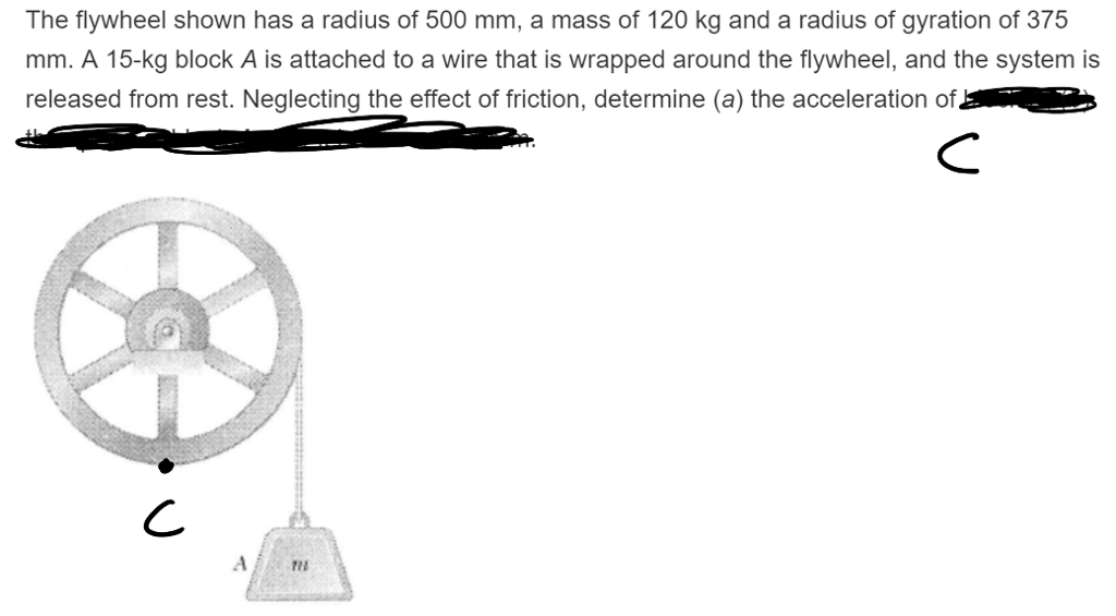 Solved The flywheel shown has a radius of 500 mm, a mass of | Chegg.com