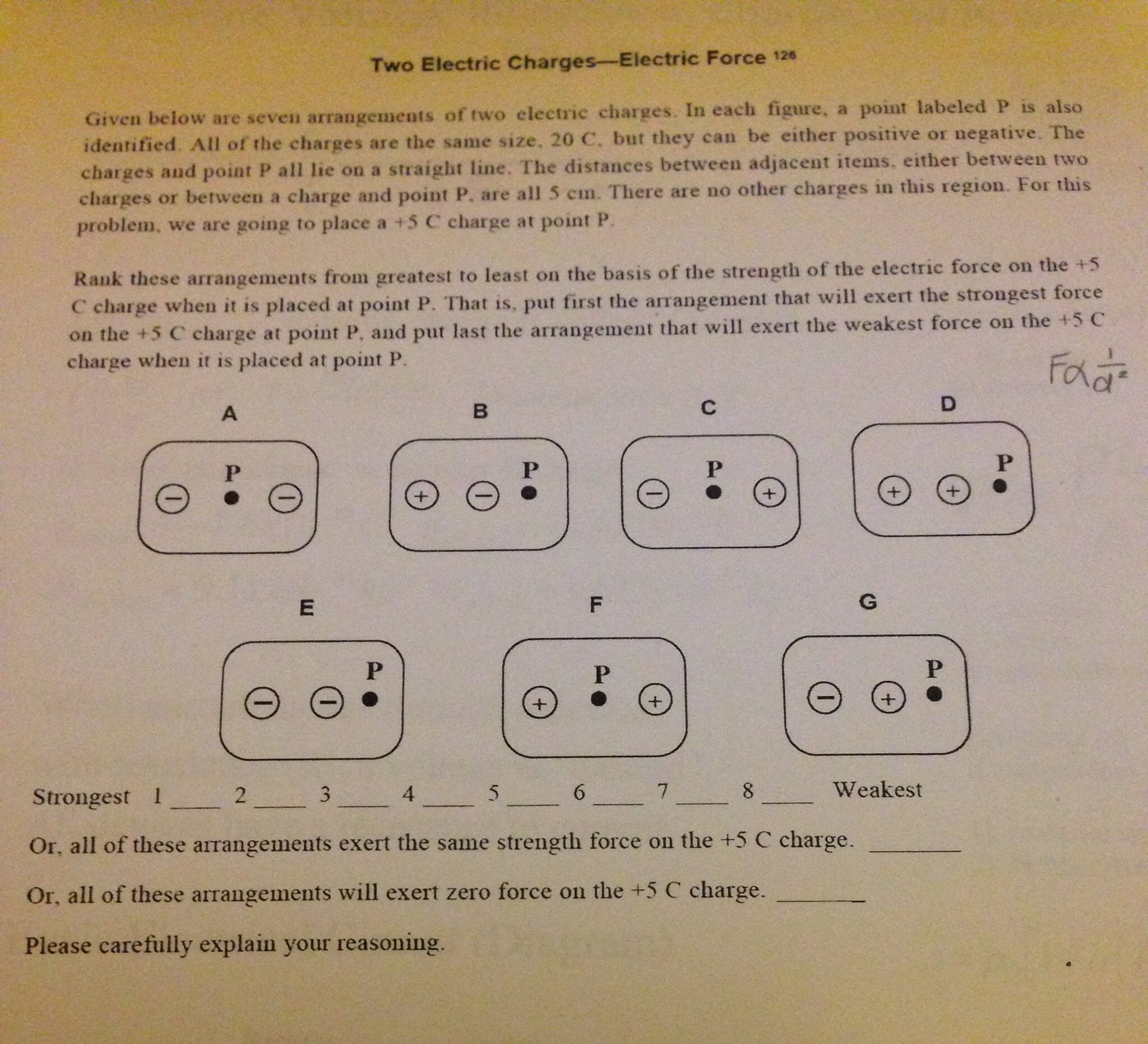 Solved Given below are seven arrangements of two electric | Chegg.com