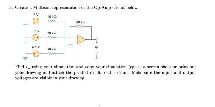 Solved 3. Create a Multisim representation of the Op-Amp | Chegg.com