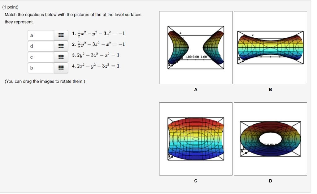 Solved (1 point) Match the equations below with the pictures | Chegg.com Solved (1 point) Match the equations below with the pictures | Chegg.com