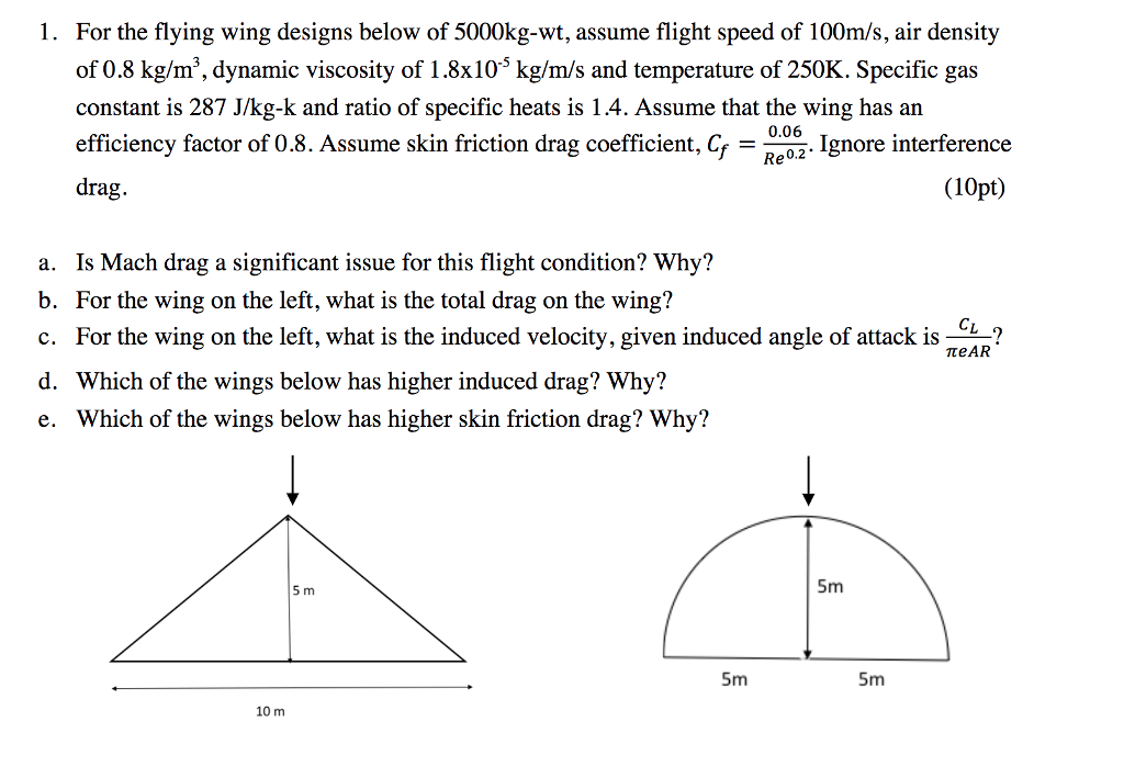 Solved For the flying wing designs below of 5000kg-wt, | Chegg.com