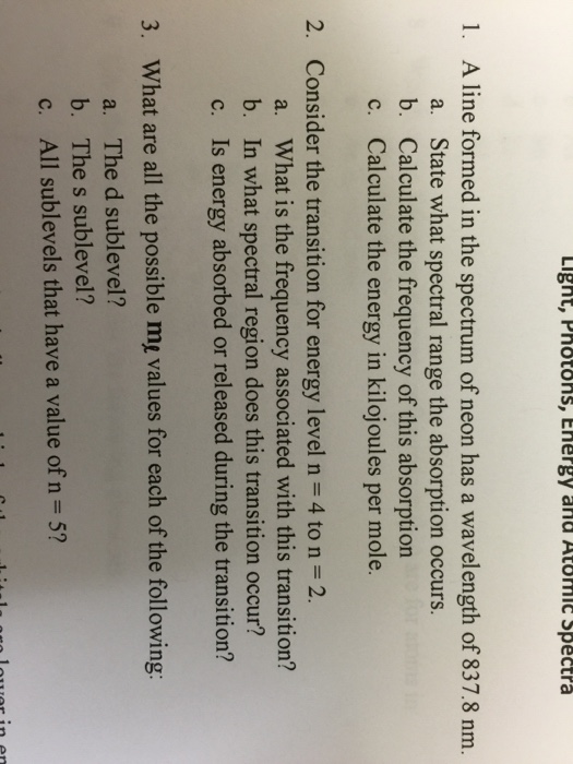Solved A line formed in the spectrum of neon has a | Chegg.com