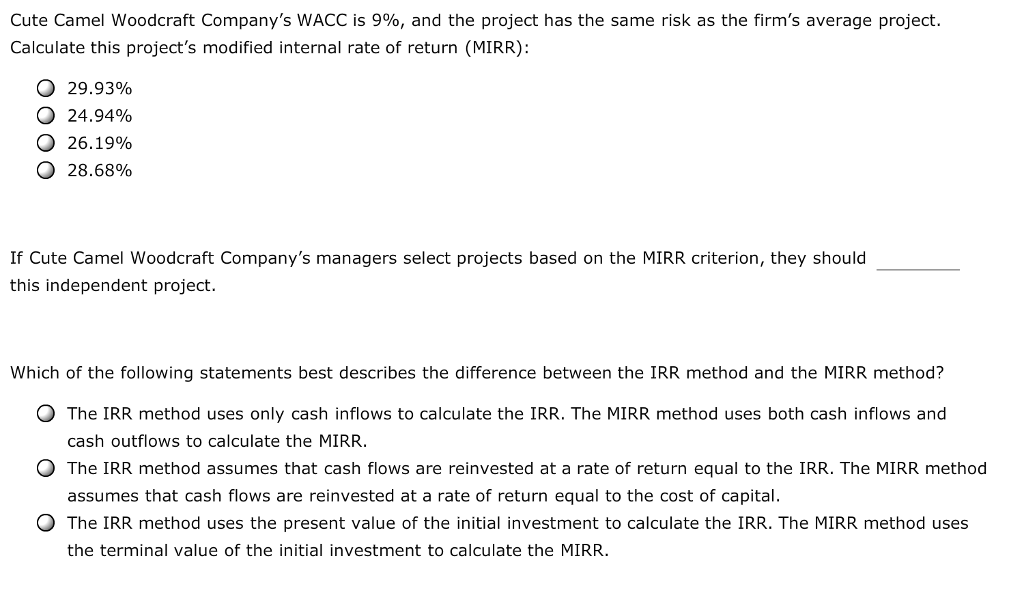 Solved 4 Modified Internal Rate Of Return Mirr Aa Aa E