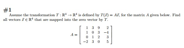 Solved Assume the transformation T : R4 rightarrow R4 is | Chegg.com