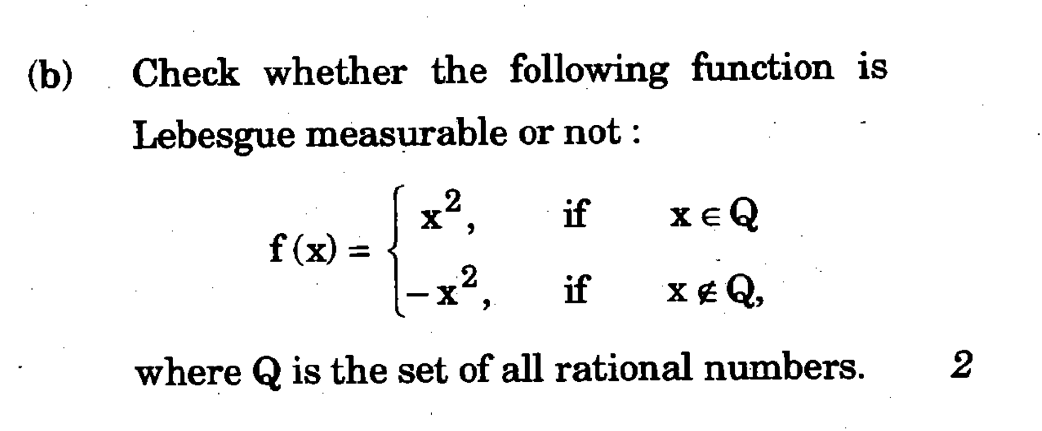 Check whether the following function is Lebesgue | Chegg.com