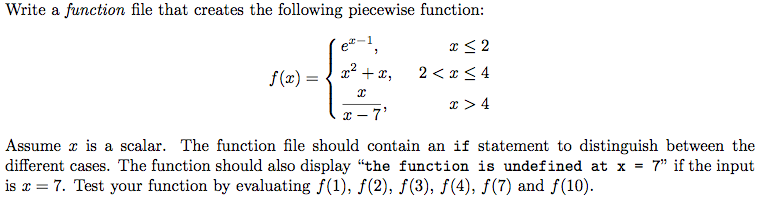 Solved Write A Function File That Creates The Following