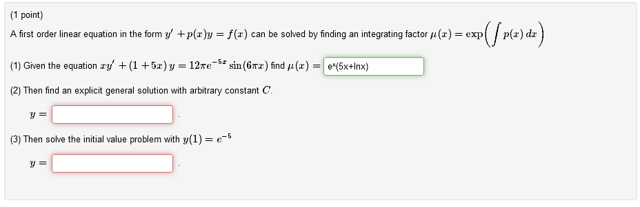 Solved A first order linear equation in the form | Chegg.com