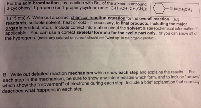 Solved For the acid bromination . by reaction with Br2 of | Chegg.com