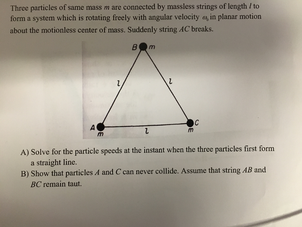 Solved Three particles of same mass m are connected by | Chegg.com