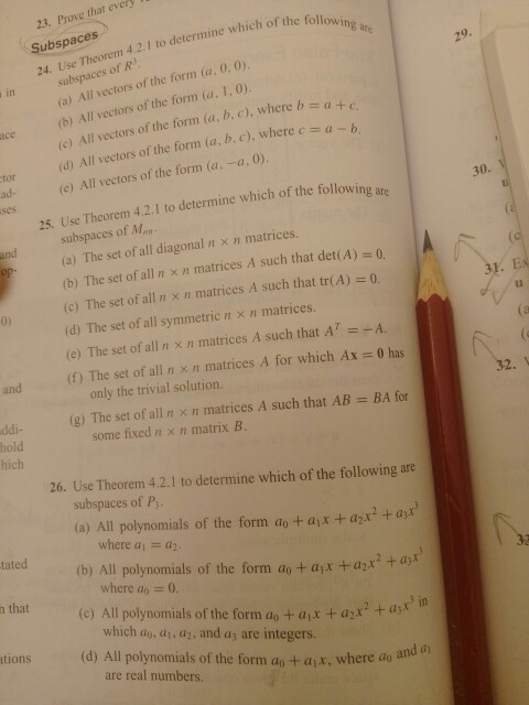 Solved 23. Prove that every Subspaces 24. Use Theorem 4.2.I | Chegg.com