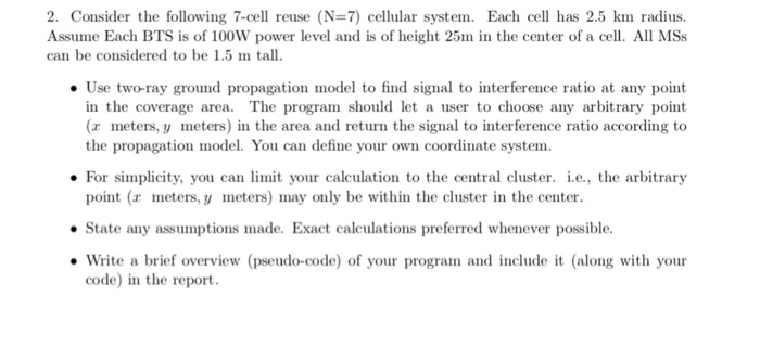 Consider the following 7-cell reuse (N=7) cellular | Chegg.com
