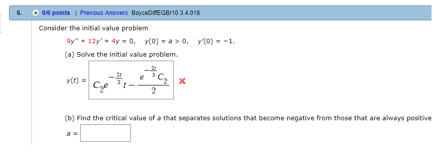 Solved Consider the initial value problem 9y'' + 12y' + | Chegg.com
